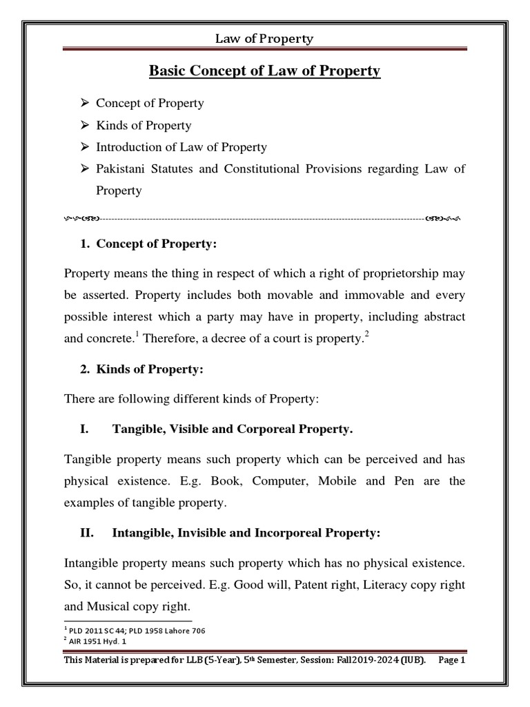 Basic Concept of Law of Property | Download Free PDF | Property ...