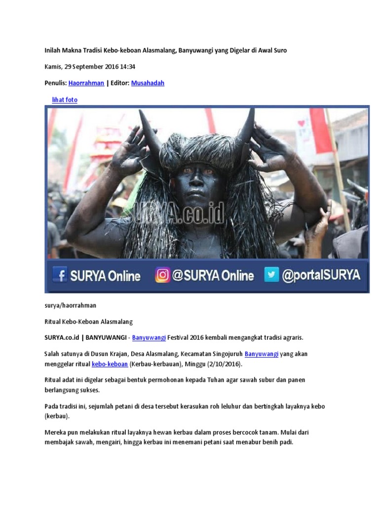 Inilah Makna Tradisi Kebo | PDF