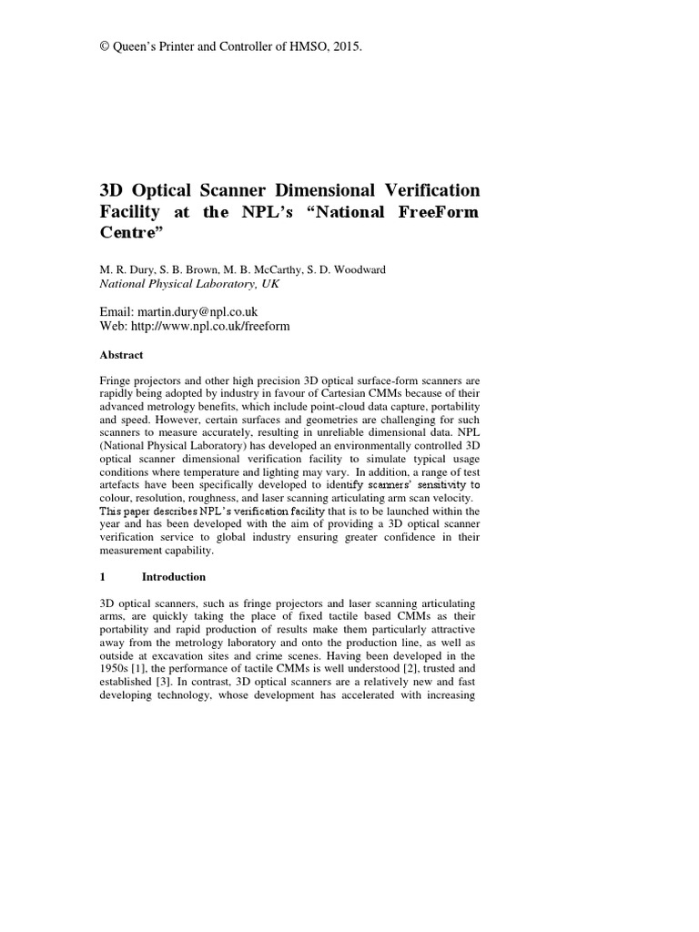3D Optical Scanner Dimensional Verificat | Download Free PDF | Image ...