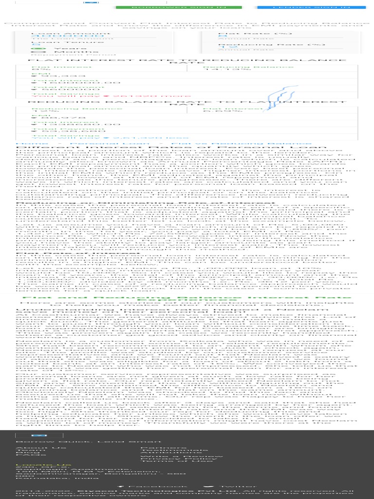 Flat Interest Rate Vs Reducing Balance Interest Rate Calculator ...