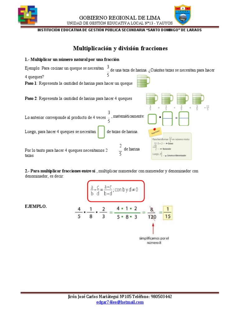 Multiplicación de Fracciones | PDF