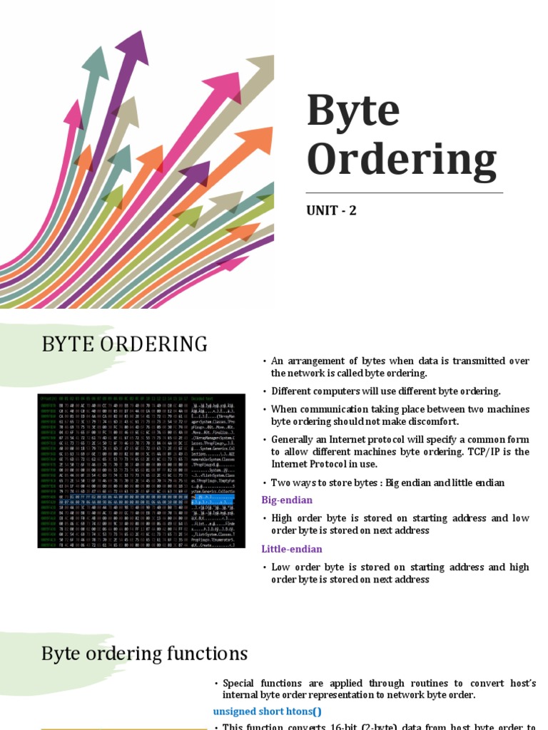 Byte Ordering - Unit 2 | PDF | Transmission Control Protocol | Network Socket