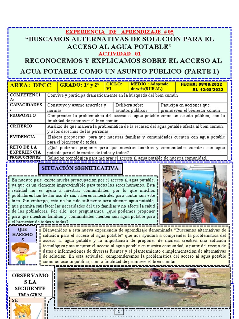 Propuestas para el acceso al agua potable | PDF | Agua | Aprendizaje