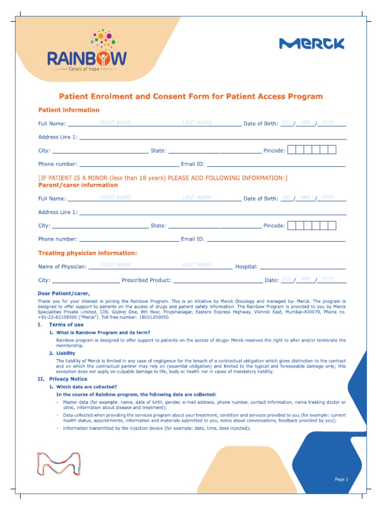 Merck Rainbow PAP Patient Consent Form | PDF