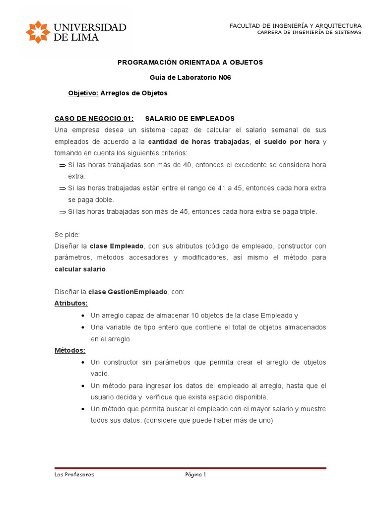 Arreglo | PDF | Objeto (informática) | Constructor (Programación Orientada a Objetos)