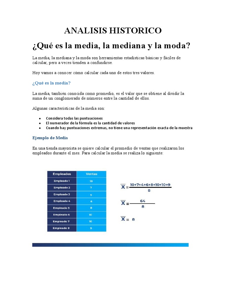 Qué Es La Media, Mediana y Moda | PDF | Mediana | Matemáticas
