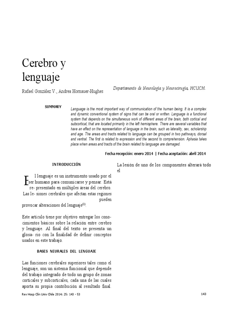 Cerebro y Lenguaje | PDF | Afasia | Palabra