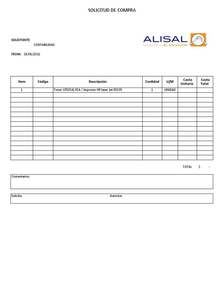 Solicitud de Compra de Papeleria | Descargar gratis PDF | Equipo de oficina