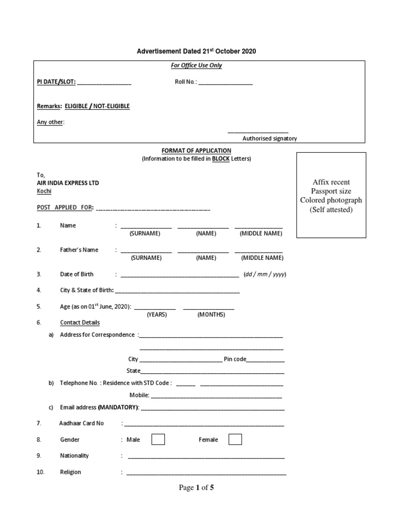 Application Form - 21.10.2020 | PDF