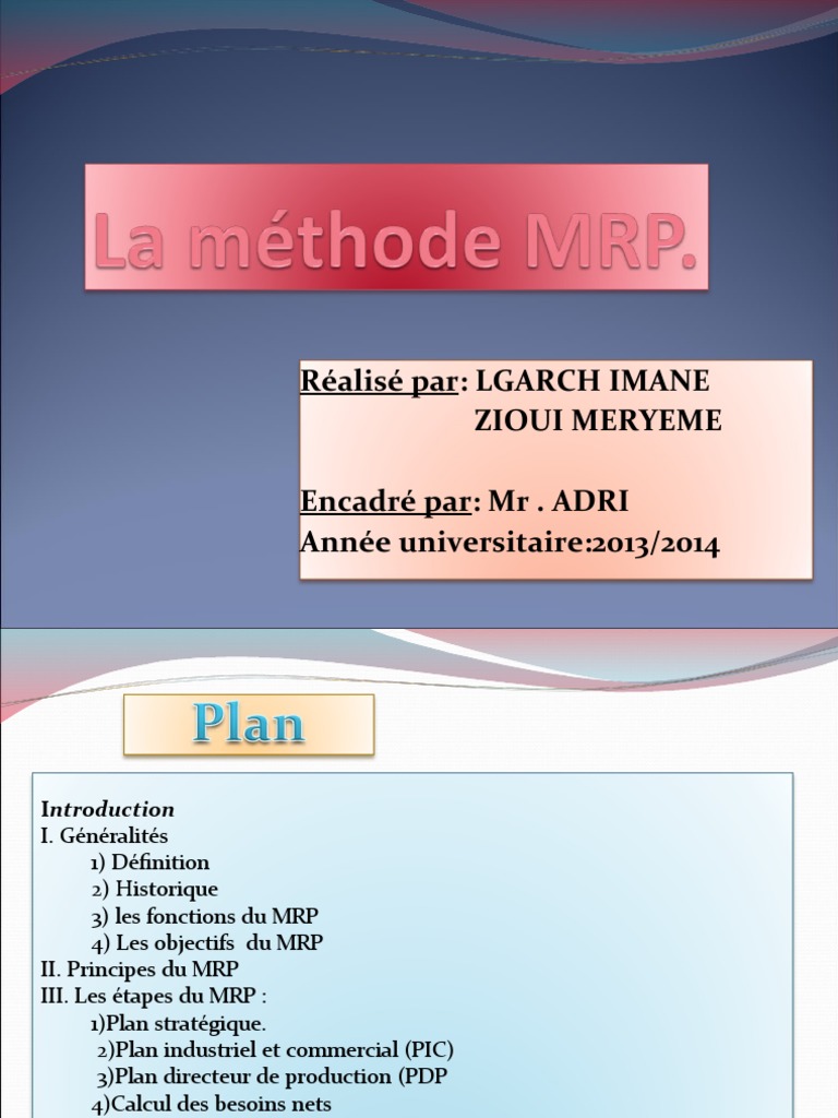 Presentation MRP | PDF | Finance et gestion monétaire | Ordinateurs