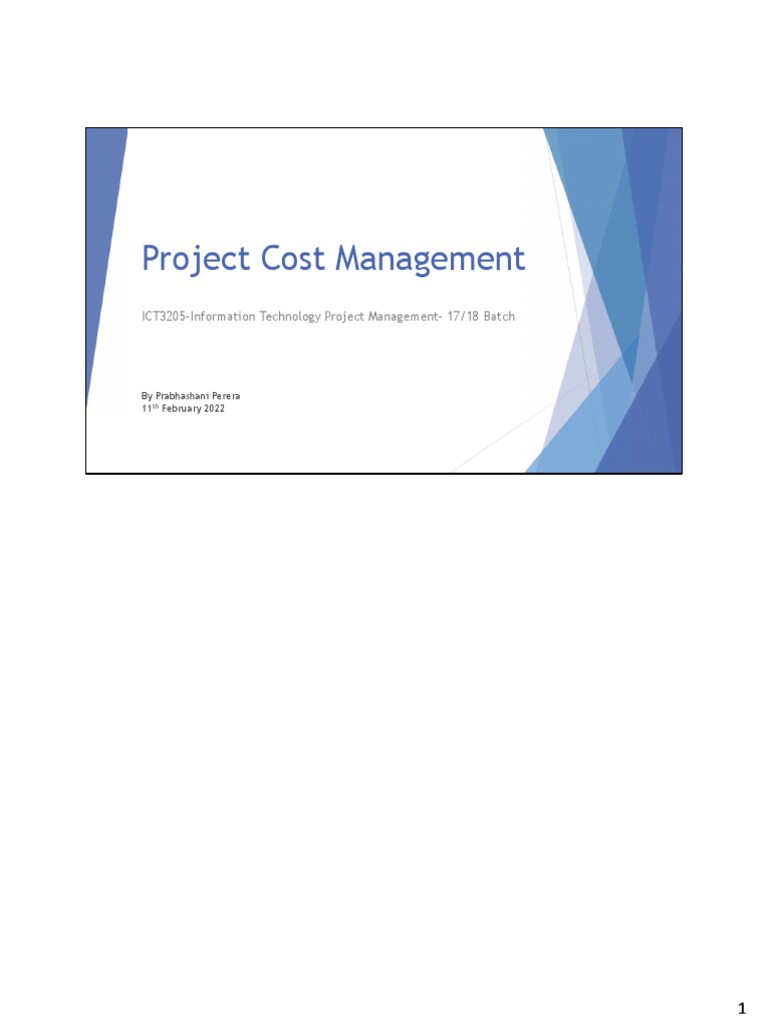 Lesson 5 - Project Cost Management | PDF | Business | Economies