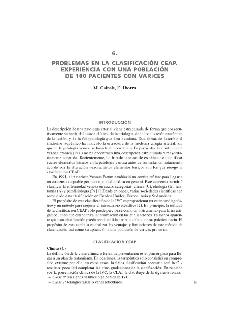 Clasificacion CEAP | Descargar gratis PDF | Venas varicosas | Medicina ...