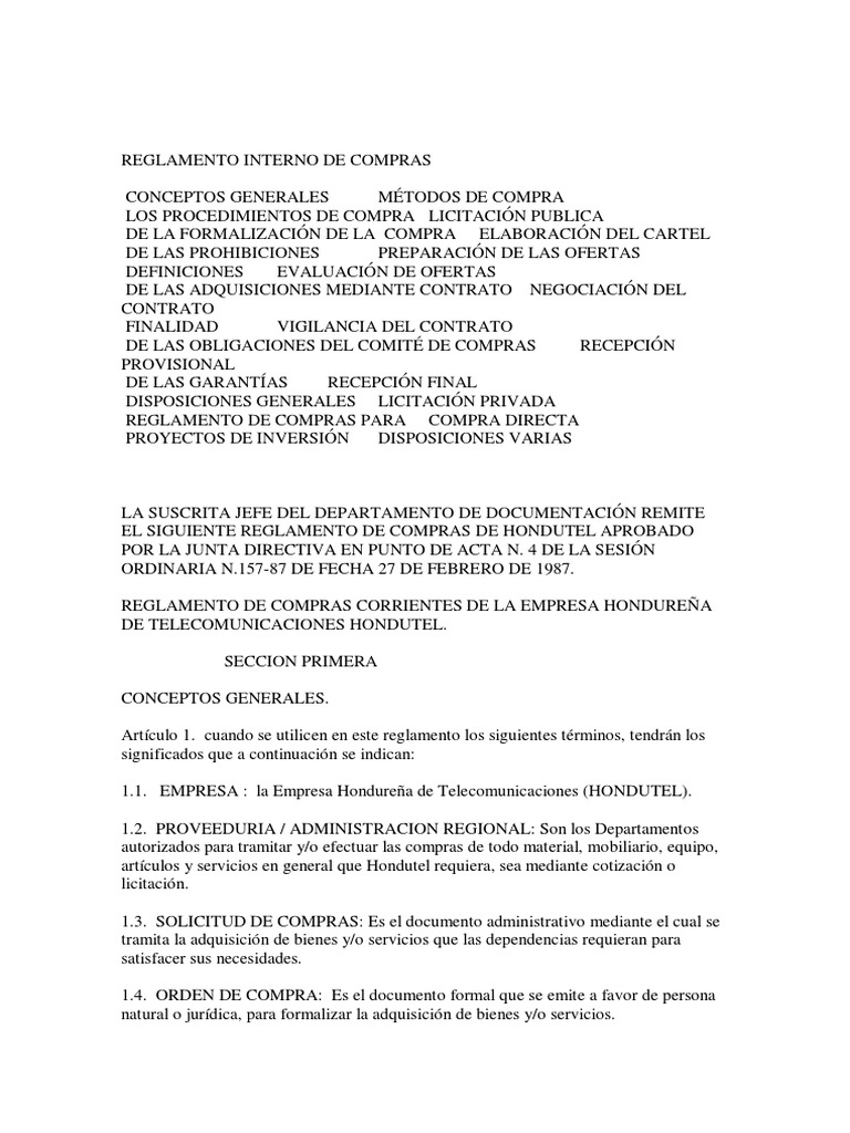 Reglamento Interno de Compras | PDF | Oferta (economía) | Business