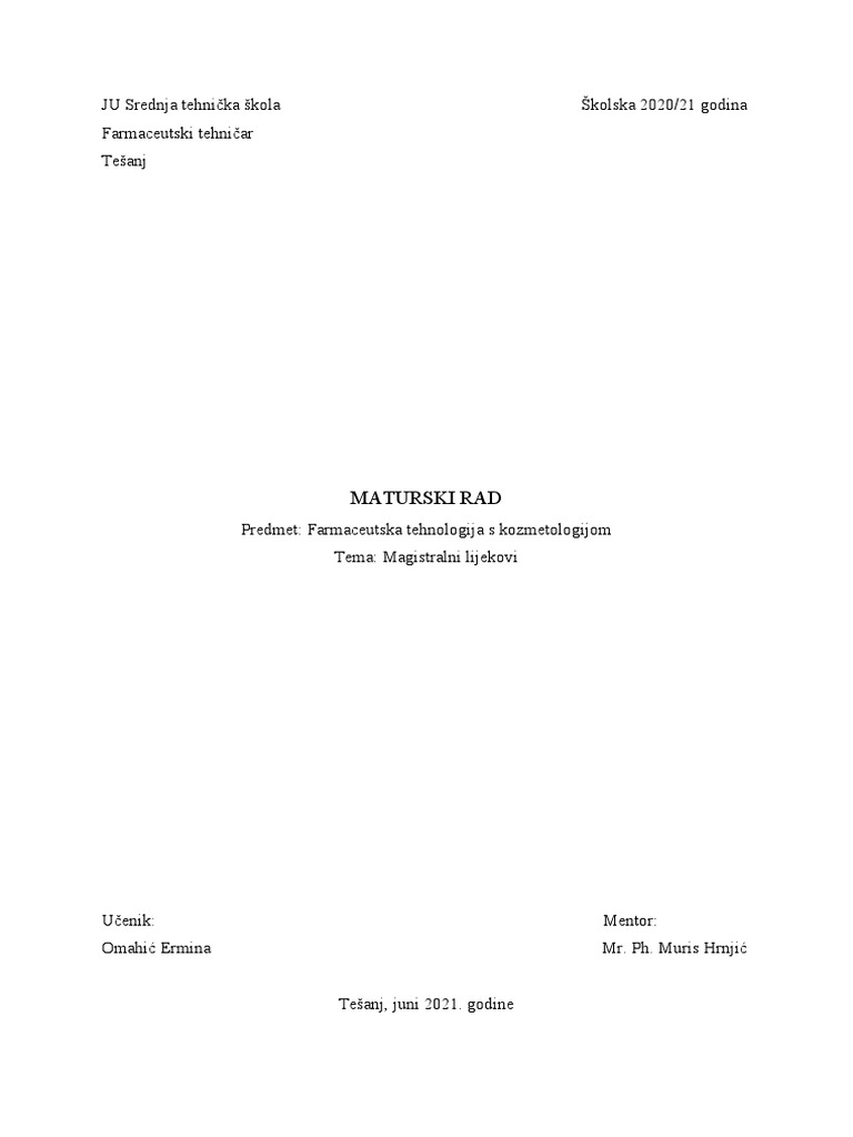 Ermina Omahić Maturski Rad | PDF