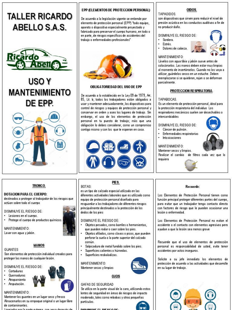 Folleto Uso y Mantenimiento de Epp | PDF