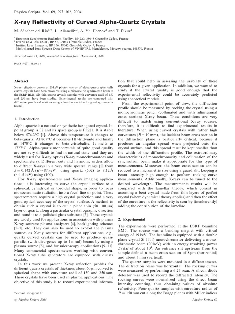 Physica Scripta 2004 | PDF | X Ray Crystallography | Diffraction