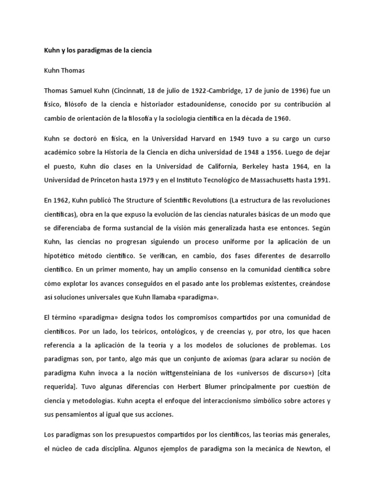 La teoría de los paradigmas científicos de Thomas Kuhn y su influencia ...