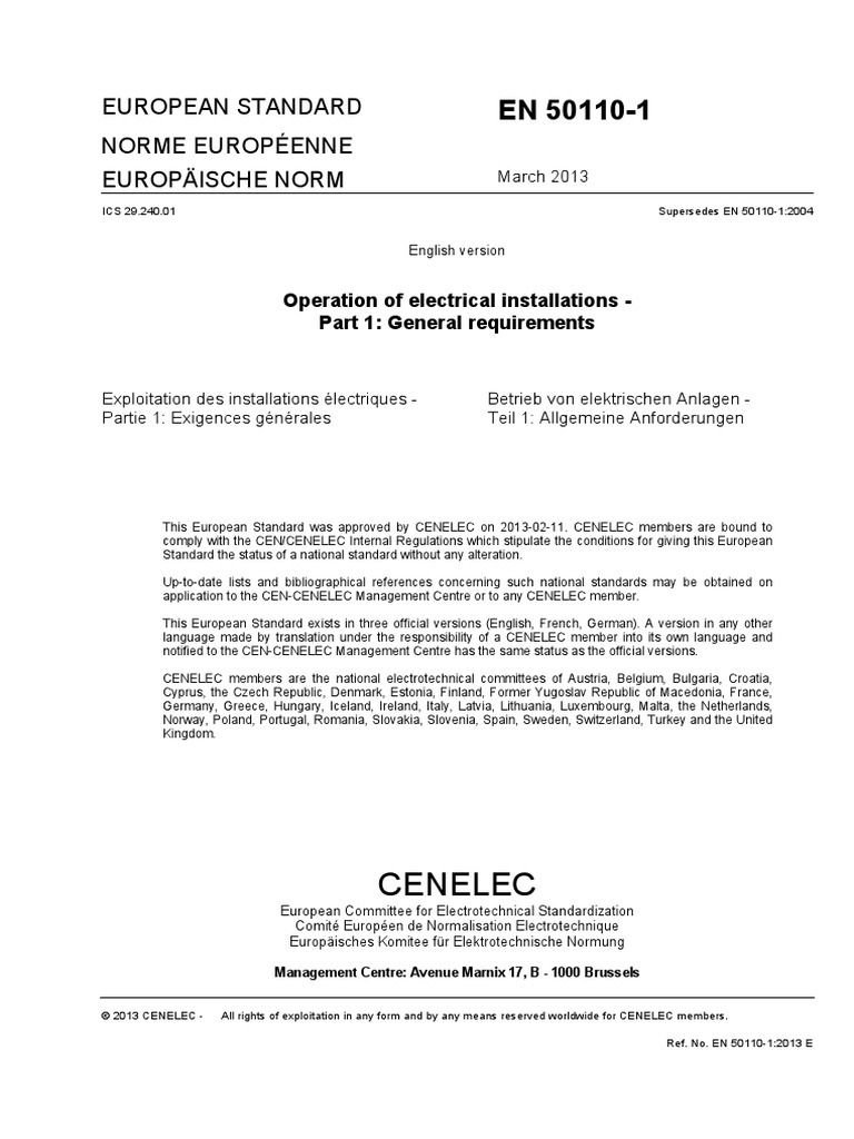 Norma Europeia EN 50110 1 - 2013 | PDF