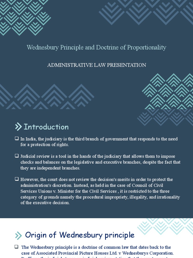 Wednesbury Principle and Doctrine of Proportionality in India | PDF ...