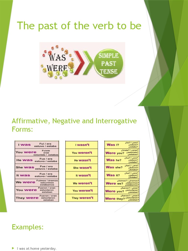 Past Tense of "To Be" Explained | PDF | Language Arts & Discipline ...