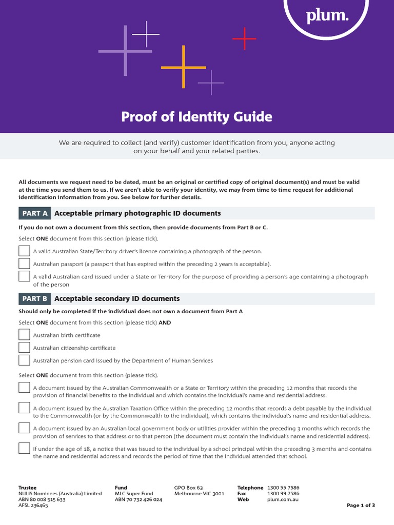 MLC Proof of Identity Requirements | PDF | Identity Document | Government
