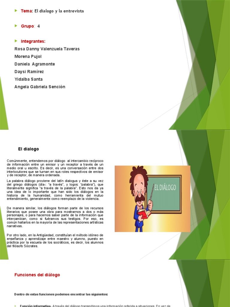 Diálogo y Entrevista: Funciones y Tipos | PDF | Narración | Diálogo