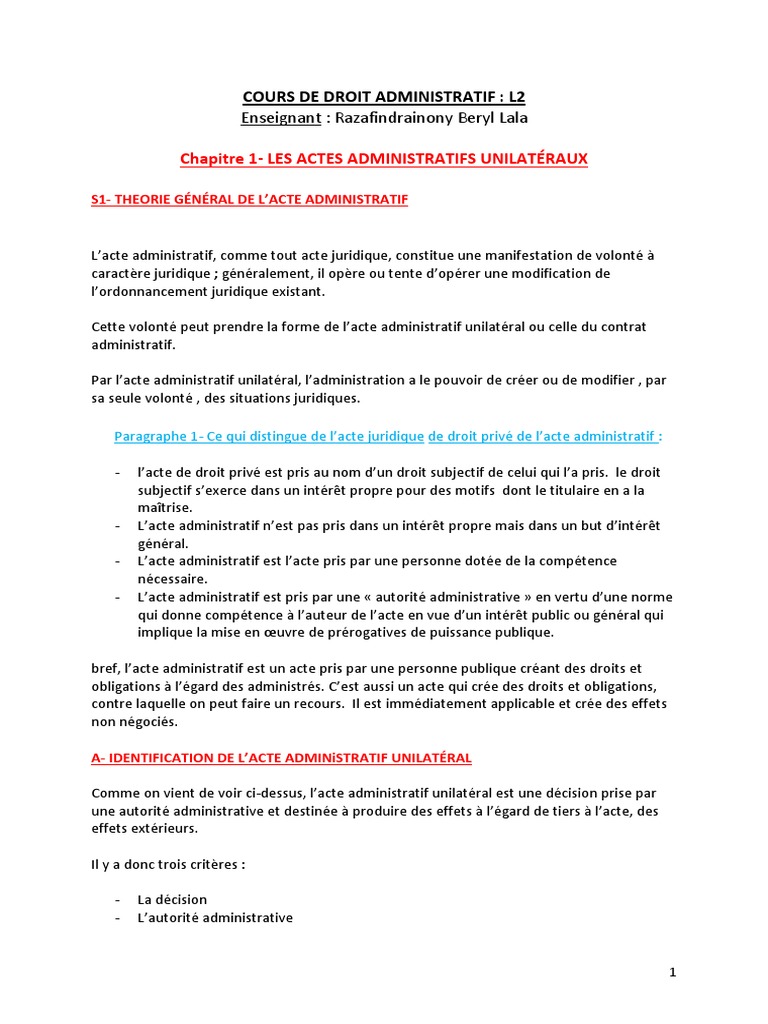 Cours de Droit Administratif | PDF