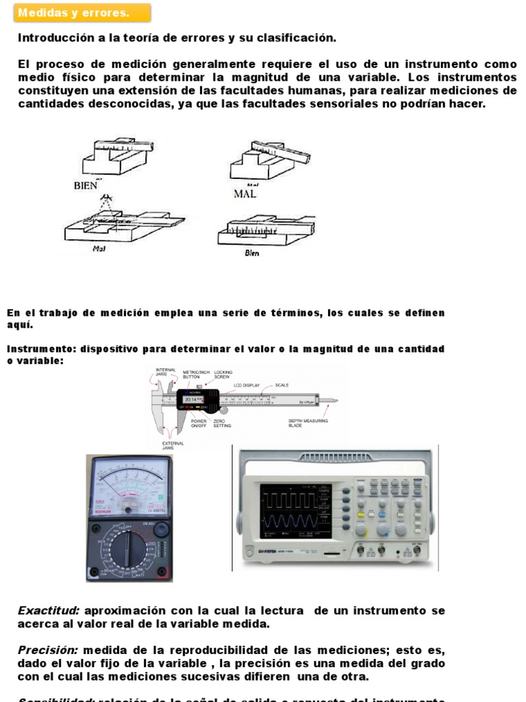 Teoría y Clasificación de Errores | PDF | Medición | Exactitud y precisión