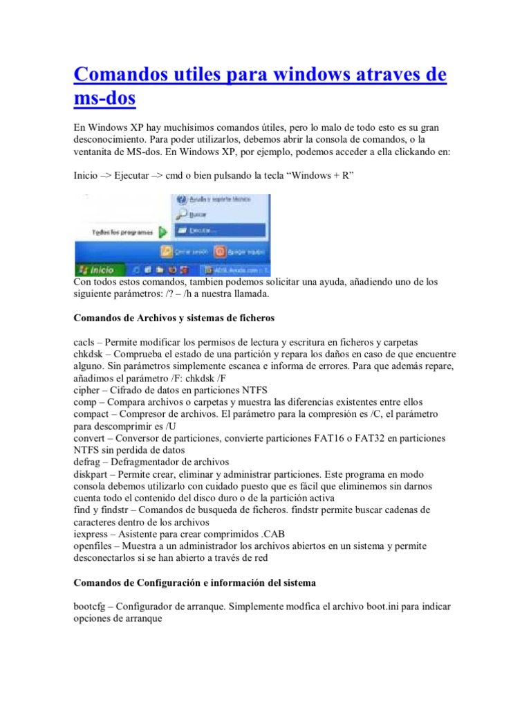 Comando Utiles para Windows | PDF | Archivo de computadora | Protocolos de internet