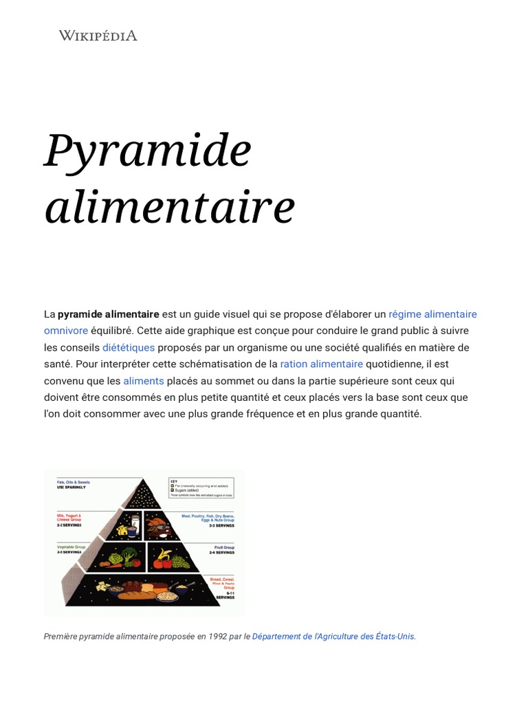 Pyramide Alimentaire - Wikipédia | PDF
