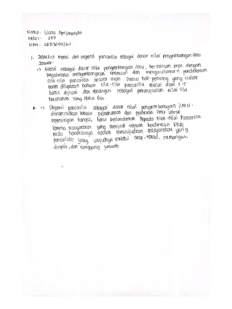 2kd - Liana Aprilayonda - Esensi Dan Urgensi Pancasila Sebagai Nilai ... 2kd - Liana Aprilayonda - Esensi Dan Urgensi Pancasila Sebagai Nilai ...