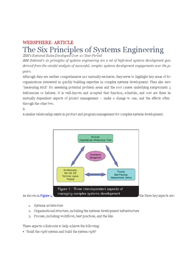 The Six Principles of Systems Engineering (Articulo de IBM) | PDF ...