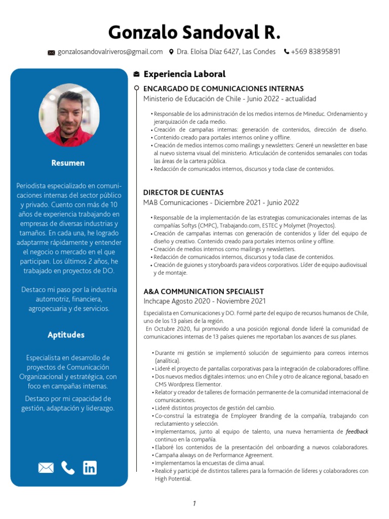 CV - Gonzalo - Sandoval - 2022 Q4 | PDF | Business | Liderazgo