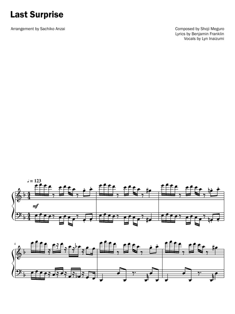 Last Surprise Lyrics and Sheet Music | PDF