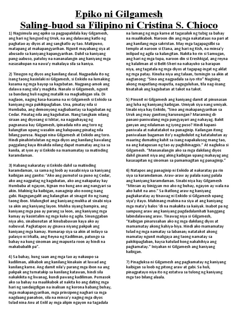 Epiko Ni Gilgamesh | PDF