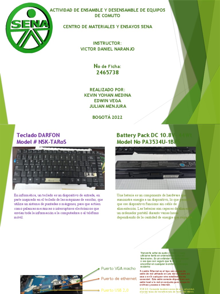 Partes de Una Laptop | PDF | Unidad Central de procesamiento | Red de ...
