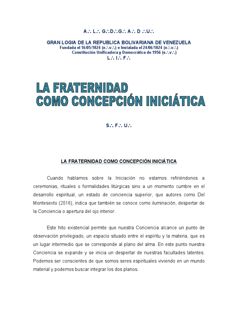 La Fraternidad Como Concepción Iniciática | PDF | Amor | Trascendencia ...