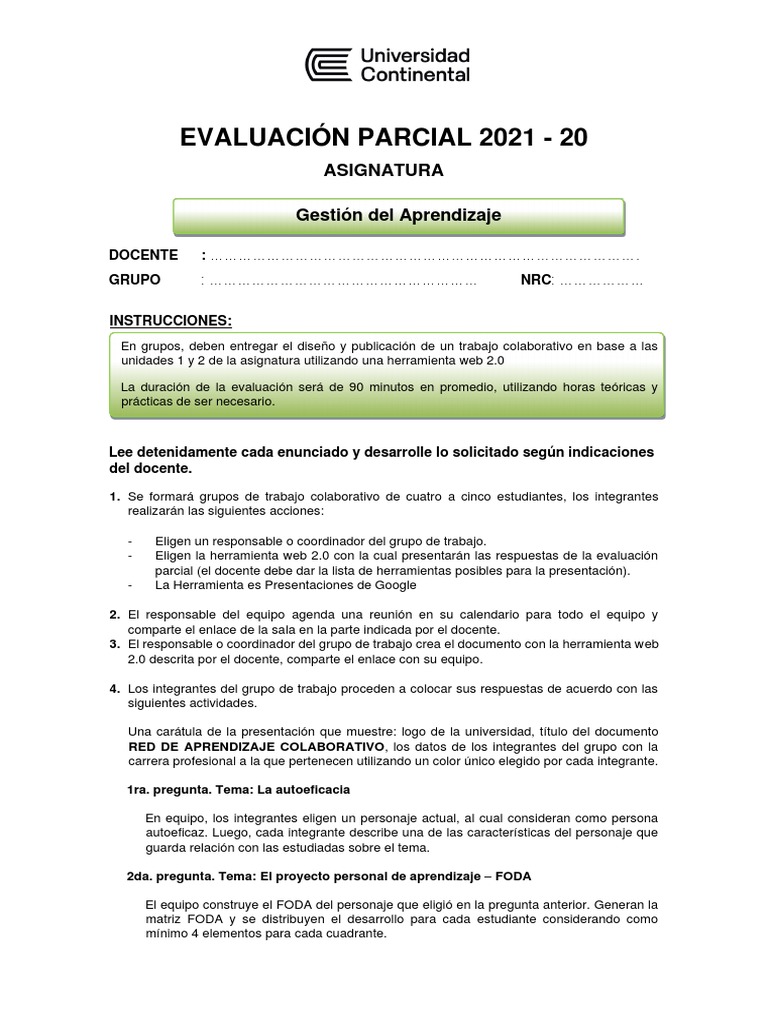 Consigna Evaluación - Parcial - GDA 2021-20 | PDF | Evaluación | Cognición