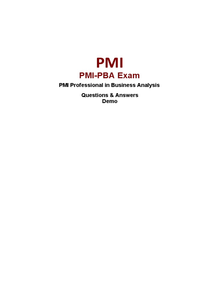 PMI PBA Questions | PDF | Business Analysis | Systems Science