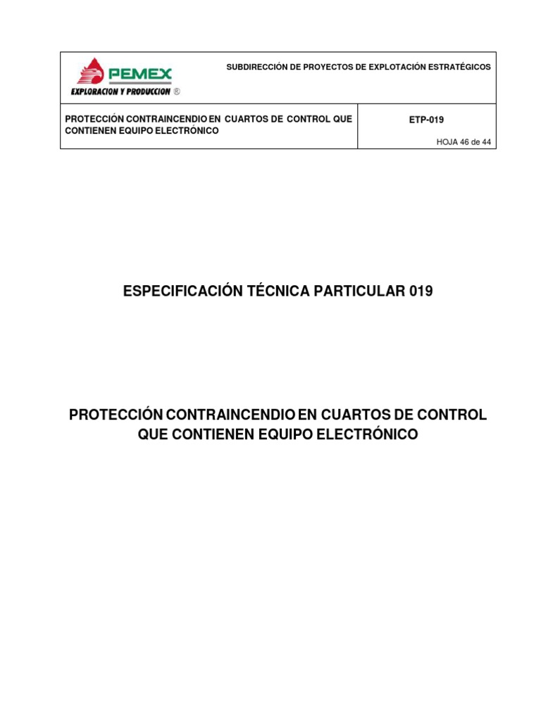Etp-019 Proteccion Contraincendio en Cuartos de Control | PDF | Ingenieria Eléctrica | Hardware ...