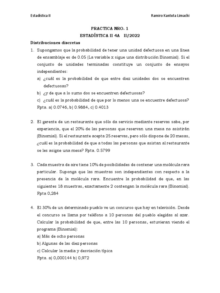 Practica 1 2 - 2022 | PDF | Desviación Estándar | Función de densidad de probabilidad