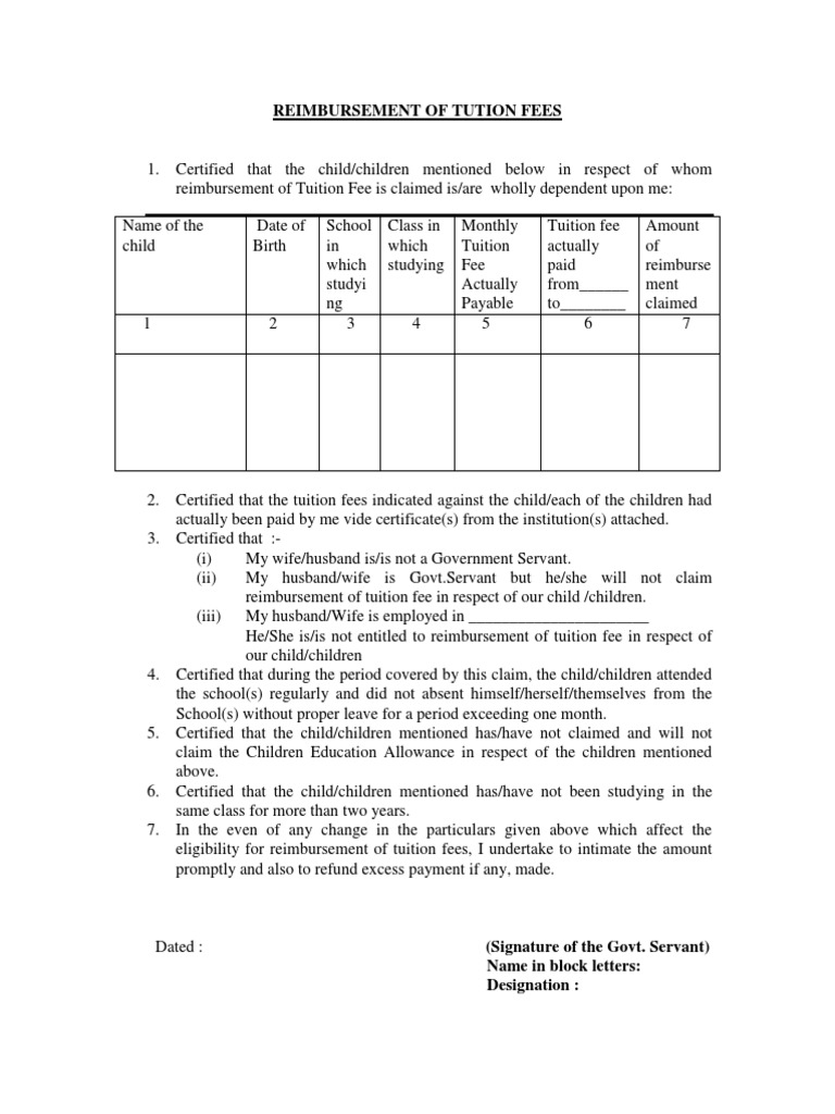 Tution Fee Reimbursement | PDF Tution Fee Reimbursement | PDF