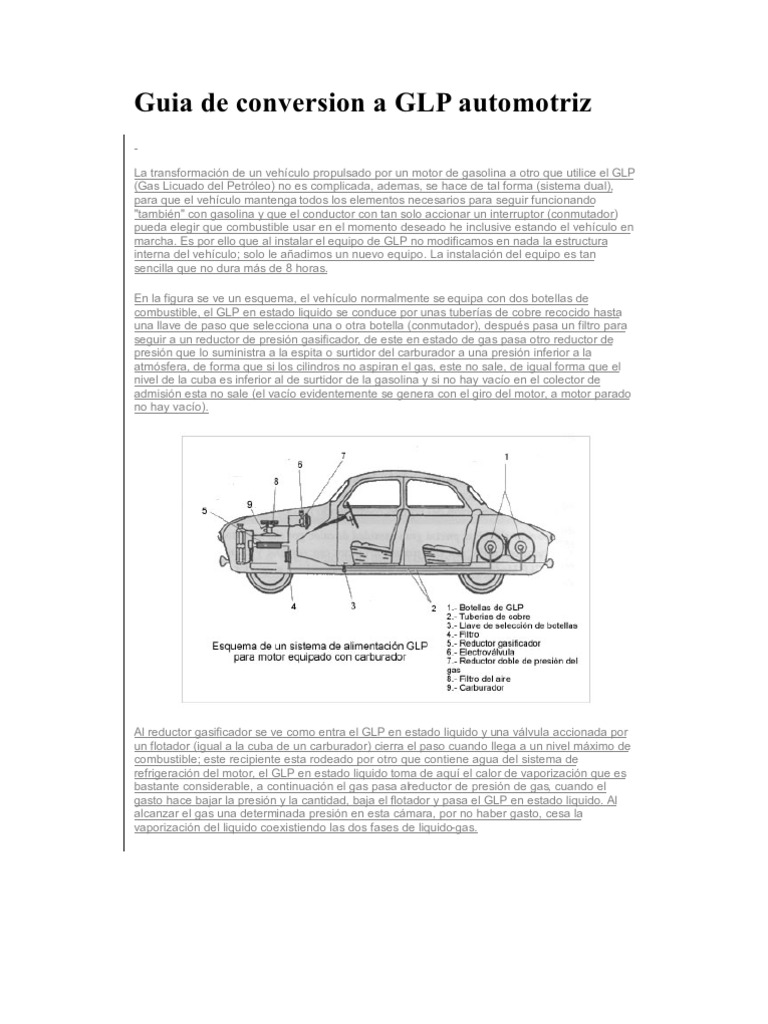Guia de Conversion A GLP Automotriz | PDF | Carburador | Gas de ...