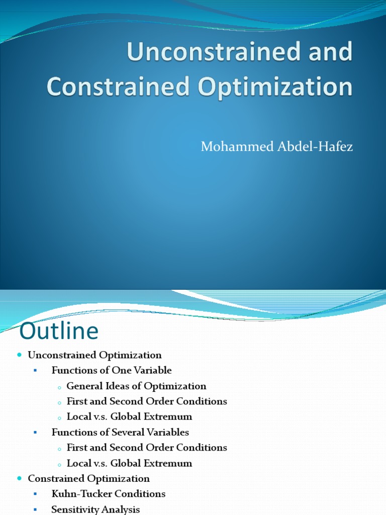 Unconstrained and Constrained Optimization | PDF Unconstrained and Constrained Optimization | PDF
