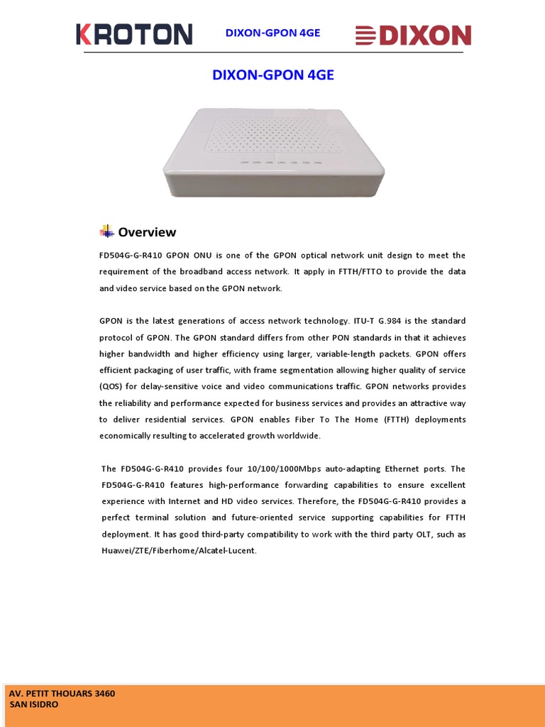 02.03.01 - 01.06.01 - Onu Dixon Gpon 4ge | PDF