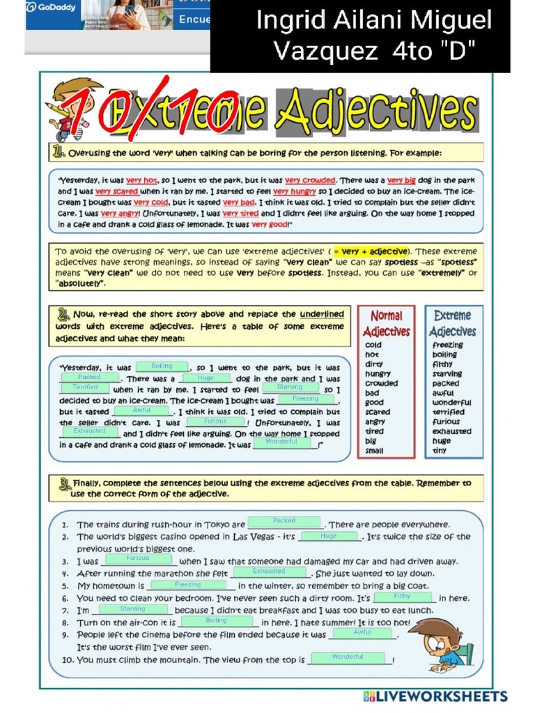 Extreme Adjectives Ingrid 4to D | PDF