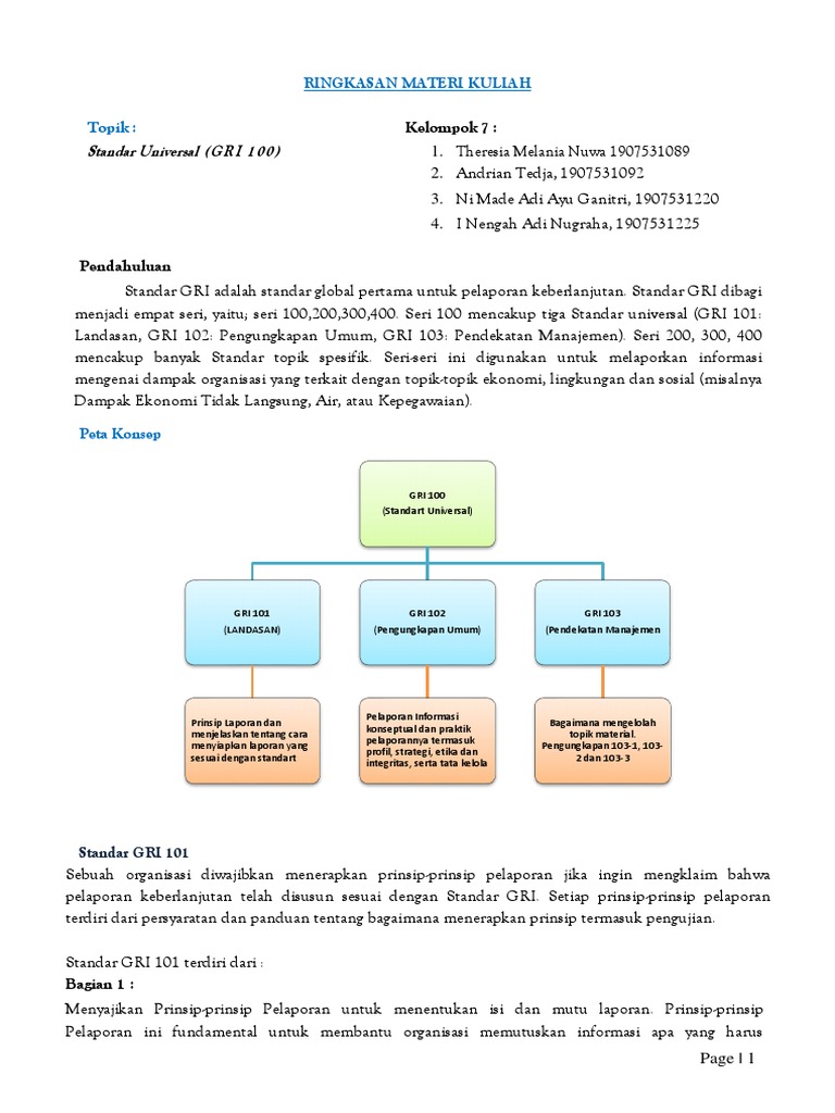 Kelompok 7 - Universal Standard GRI 100 | PDF