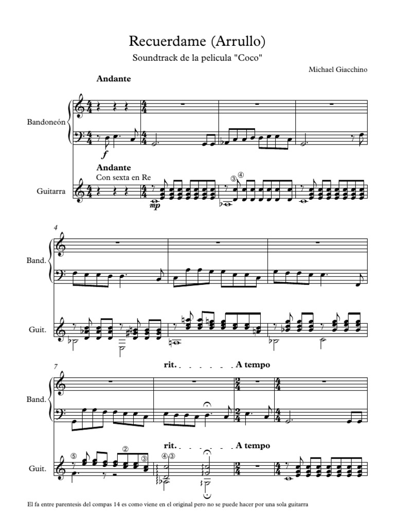 Recuerdame Partitura y Partes | PDF | Musicologie | Arts du spectacle