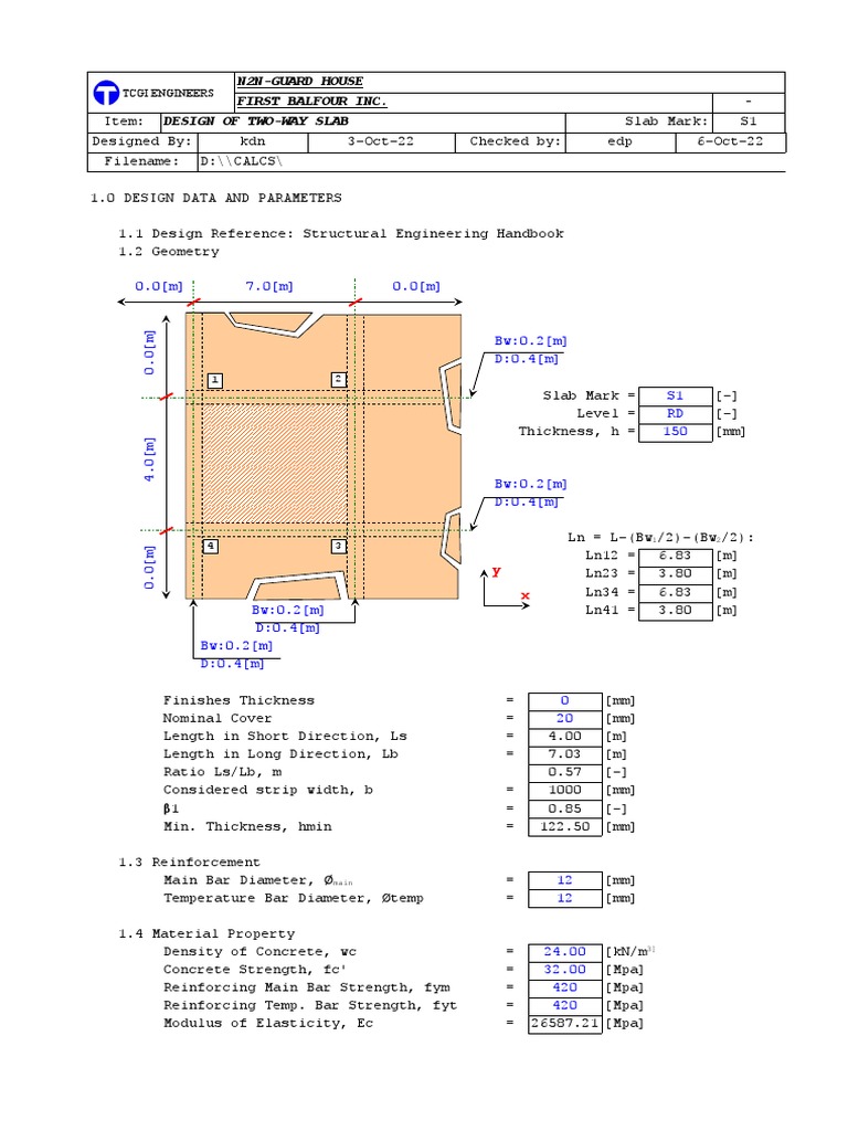 Two-Way Slab Design - ACI.83 Coefficient Method | PDF | Science ...