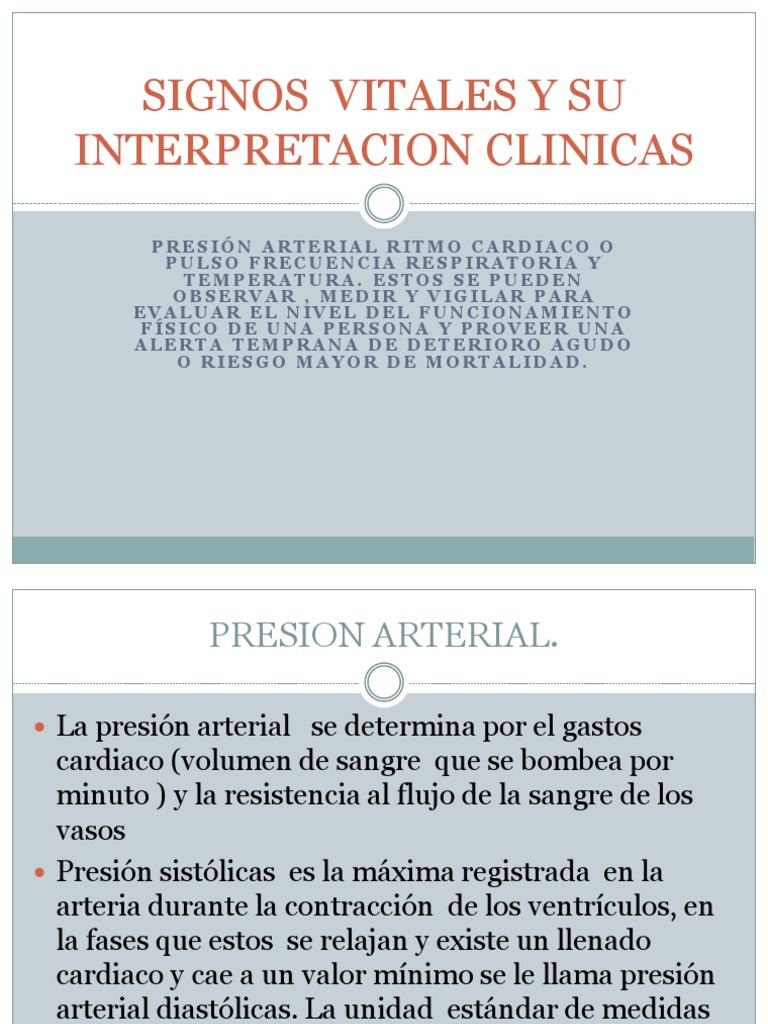 Interpretación de Signos Vitales Clínicos | PDF | Presión sanguínea ...